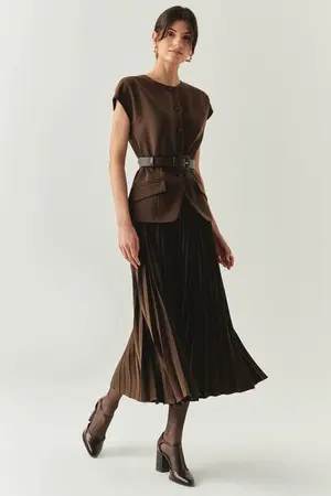 EXQUISE Jolie Midi Dress - Brown