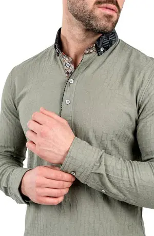 MACEOO Newton Crocodile Pattern Long Sleeve Polo