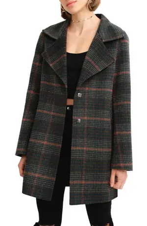 BELLE & BLOOM Ex-boyfriend Plaid Wool Blend Coat