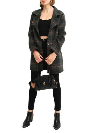 BELLE & BLOOM Ex-boyfriend Plaid Wool Blend Coat
