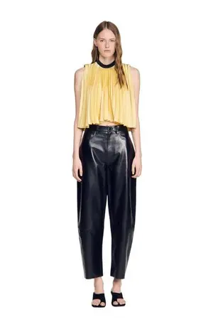 Sandro Pleated Tie-back Top