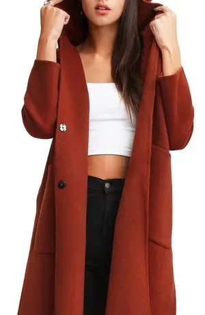 BELLE & BLOOM Walk This Way Hooded Wool Blend Coat