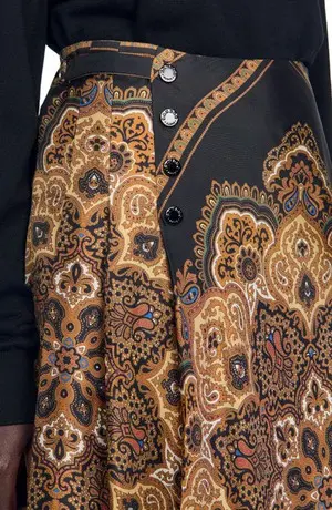 Sandro Asymmetrical Scarf Print Skirt