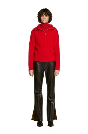 Sandro Zip-neck Cable Knit Sweater