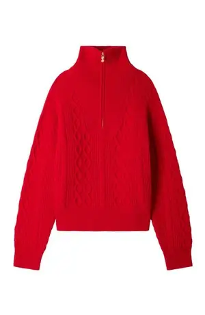 Sandro Zip-neck Cable Knit Sweater