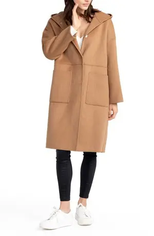 BELLE & BLOOM Sunday Morning Hooded Wool Blend Coat - Camel