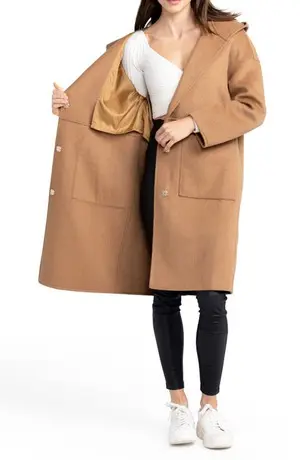 BELLE & BLOOM Sunday Morning Hooded Wool Blend Coat