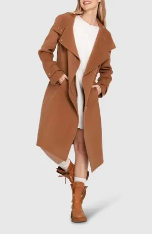 BELLE & BLOOM Asymmetric Zip Wool Blend Coat