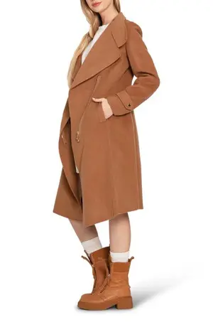 BELLE & BLOOM Asymmetric Zip Wool Blend Coat