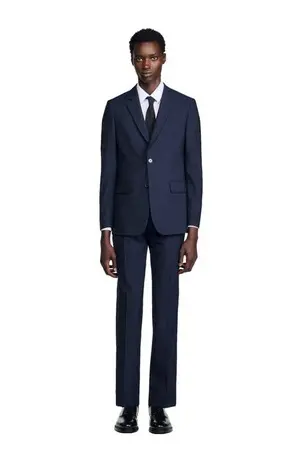 Sandro Virgin Wool Suit Jacket - Navy Blue