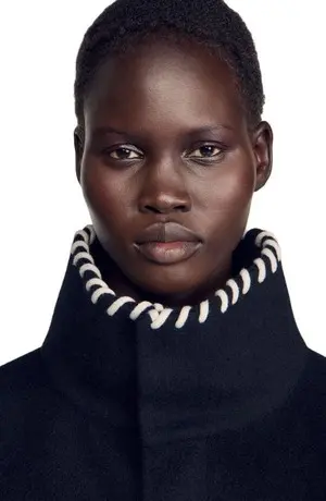 Sandro Cropped Wool Jacket With Topstitched Details