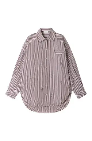 Sandro Oversized Striped Rhinestone Shirt