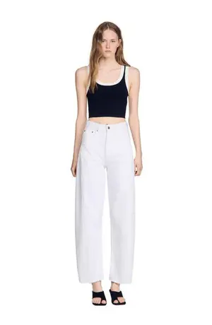 Sandro Two-tone Cropped Knit Top