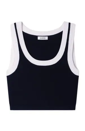 Sandro Two-tone Cropped Knit Top