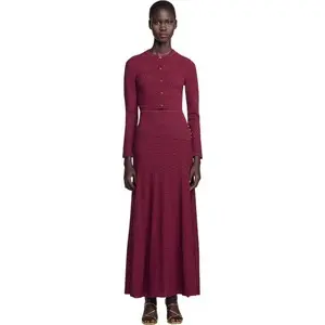 Sandro Cropped Pointelle Knit Cardigan
