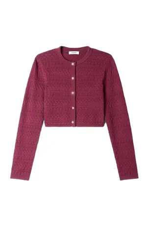 Sandro Cropped Pointelle Knit Cardigan