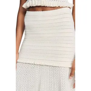 Sandro Pointelle Knit Maxi Skirt - Ecru