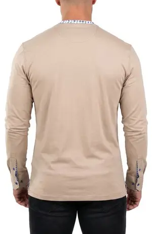 MACEOO Edison Stretch Cotton Long Sleeve V-neck T-shirt