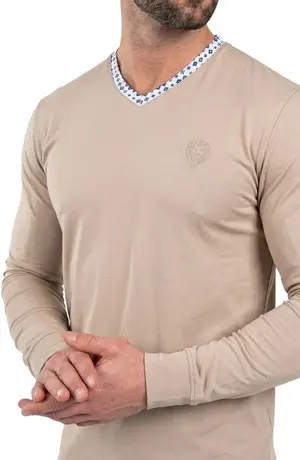 MACEOO Edison Stretch Cotton Long Sleeve V-neck T-shirt