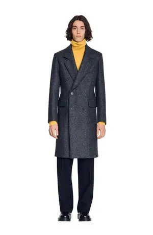 Sandro Double-breasted Virgin Wool Coat