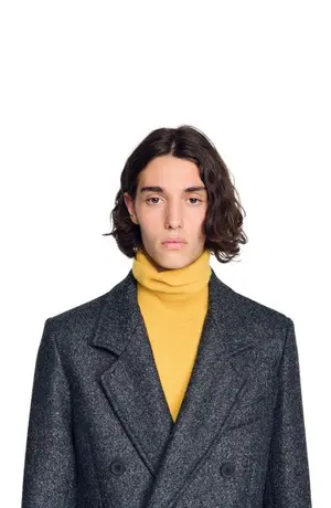 Sandro Double-breasted Virgin Wool Coat