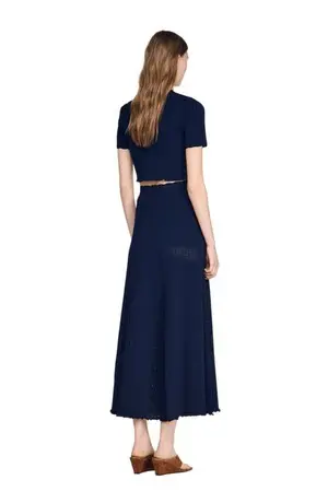 Sandro Pointelle Knit Maxi Skirt