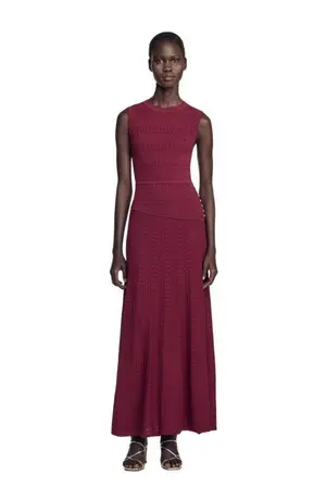 Sandro Pointelle Knit Maxi Dress
