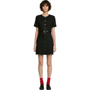 Sandro 2-in-1 Tweed Mini Dress With Belt