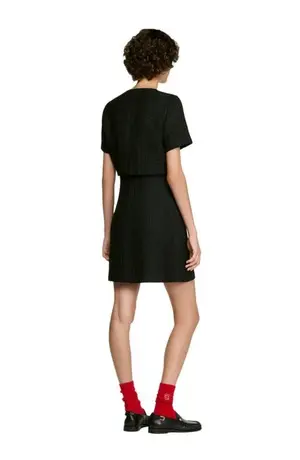 Sandro 2-in-1 Tweed Mini Dress With Belt