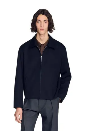 Sandro Zip-up Jacket With Classic Collar