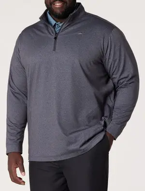 REEBOK Big & Tall Textured Quarter-zip Pullover - Almost Black
