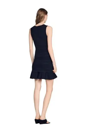 Sandro Fancy Knit Sleeveless Mini Dress With Flared Hem