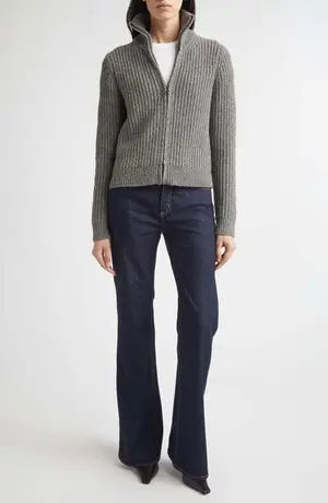 NILI LOTAN Arlen Ribbed Zip Cardigan