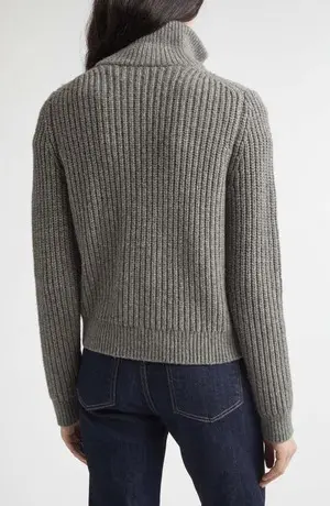 NILI LOTAN Arlen Ribbed Zip Cardigan