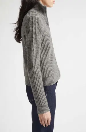 NILI LOTAN Arlen Ribbed Zip Cardigan