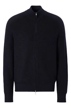 Zegna Cashmere & Silk Jacquard Zip Cardigan
