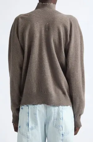 MAISON MARGIELA Distressed Wool Turtleneck Sweater - Mud