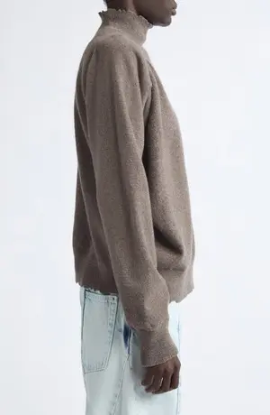 MAISON MARGIELA Distressed Wool Turtleneck Sweater - Mud