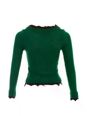 SHUSHU/TONG Contrast-trim Raw-edge Cardigan