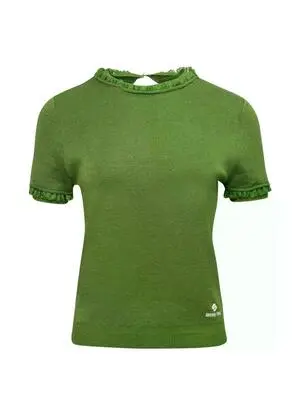 SHUSHU/TONG Lace-trim Short-sleeve Sweater - Green