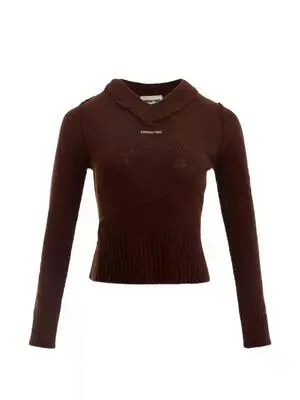 SHUSHU/TONG Raw-edge Sweetheart Sweater - Brown