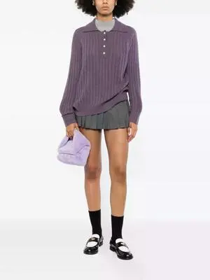 CUDDLEUP Ribbed-knit Polo Top