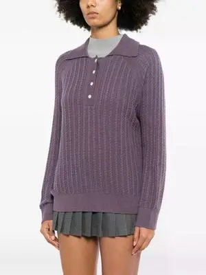 CUDDLEUP Ribbed-knit Polo Top