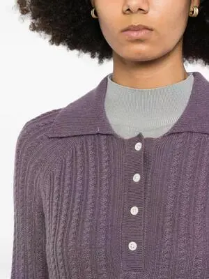 CUDDLEUP Ribbed-knit Polo Top
