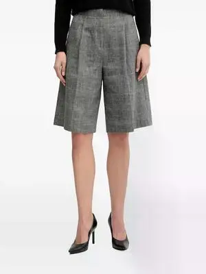 BENETTON Pleated Plaid Shorts - Grey