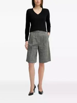 BENETTON Pleated Plaid Shorts - Grey