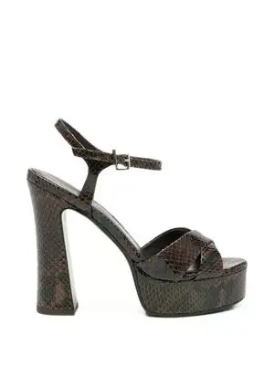 CHANTAL Snakeskin-effect Platform Sandals - Brown
