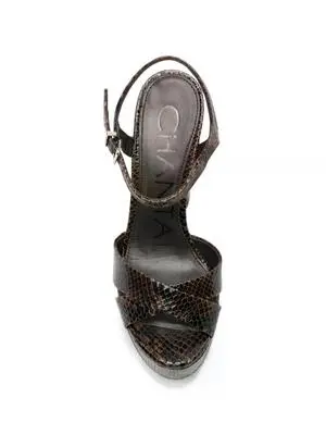 CHANTAL Snakeskin-effect Platform Sandals