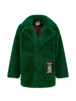 Farm Rio Faux-fur Graphic-patch Coat