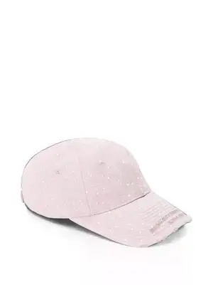 Alexander Wang Crystal Hotfix Distressed Baseball Cap